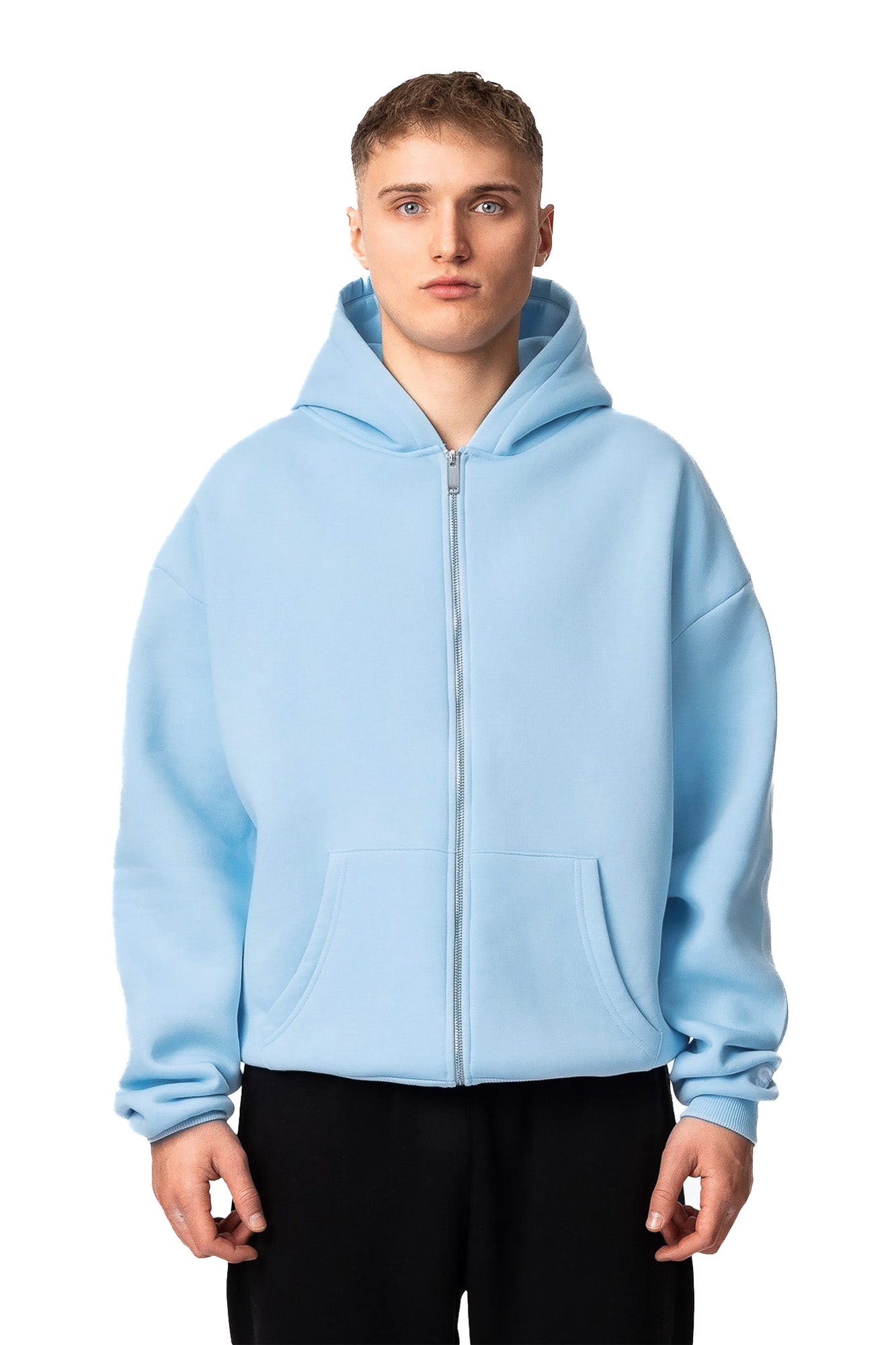BASIC ZIP-HOODIE (ICE BLUE)